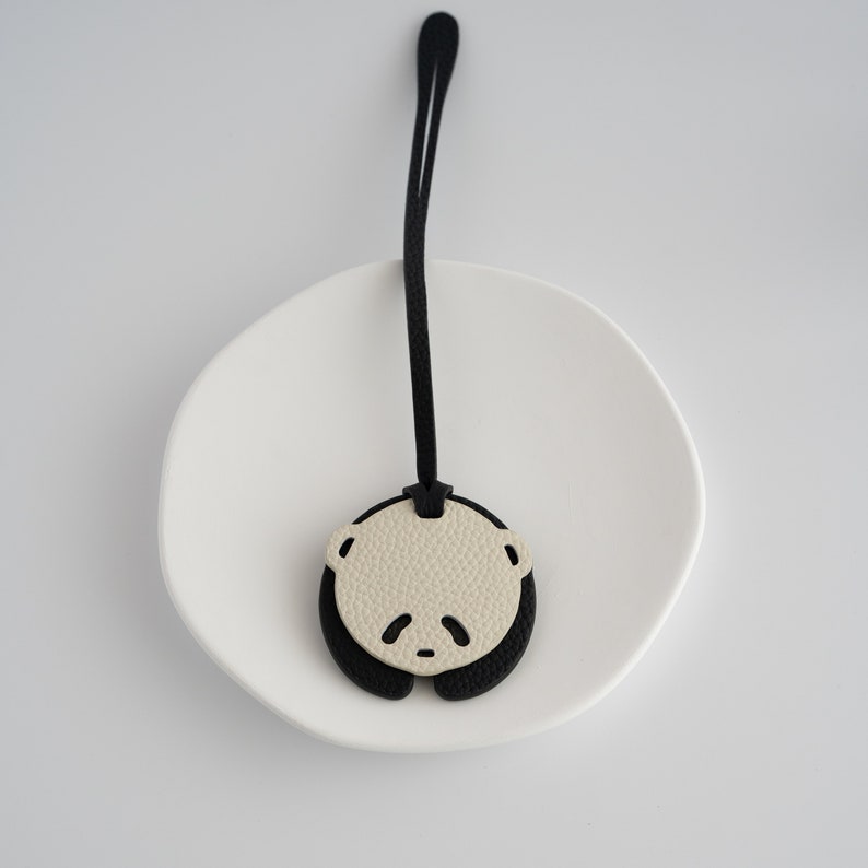 Adorable Leather Panda Bag Charm Handcrafted Cute Panda Keychain for ...