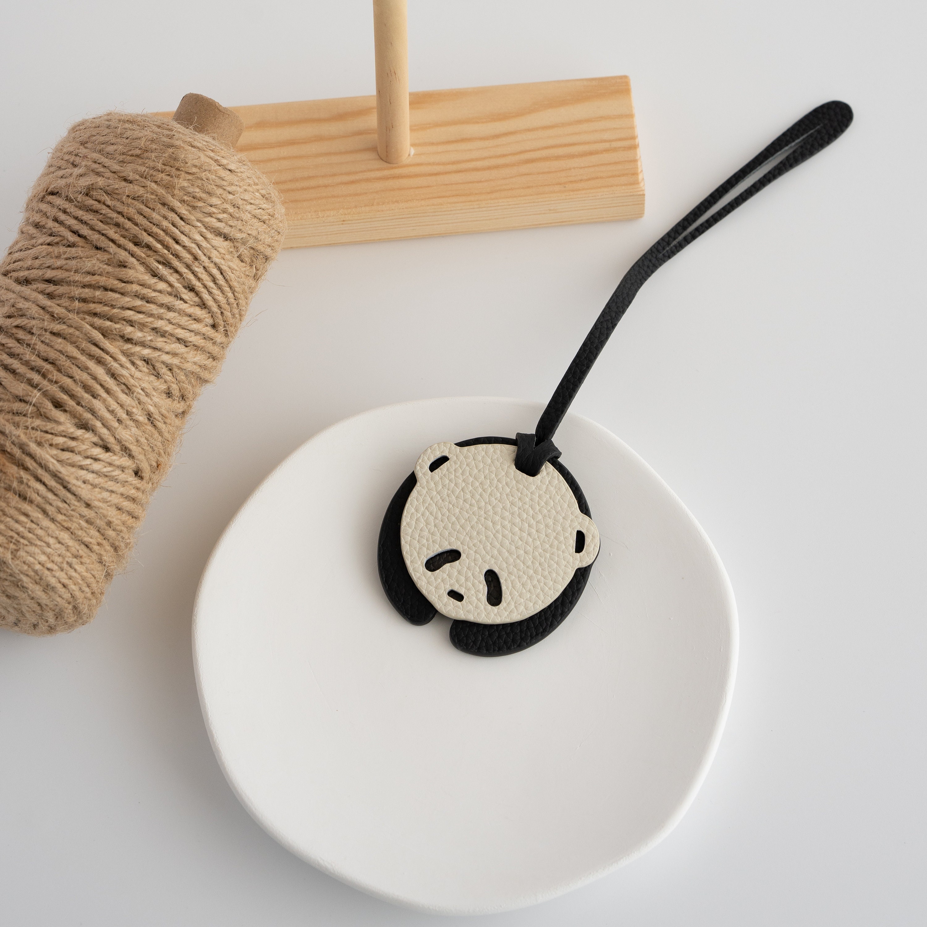 Adorable Leather Panda Bag Charm - Handcrafted Cute Panda Keychain for ...