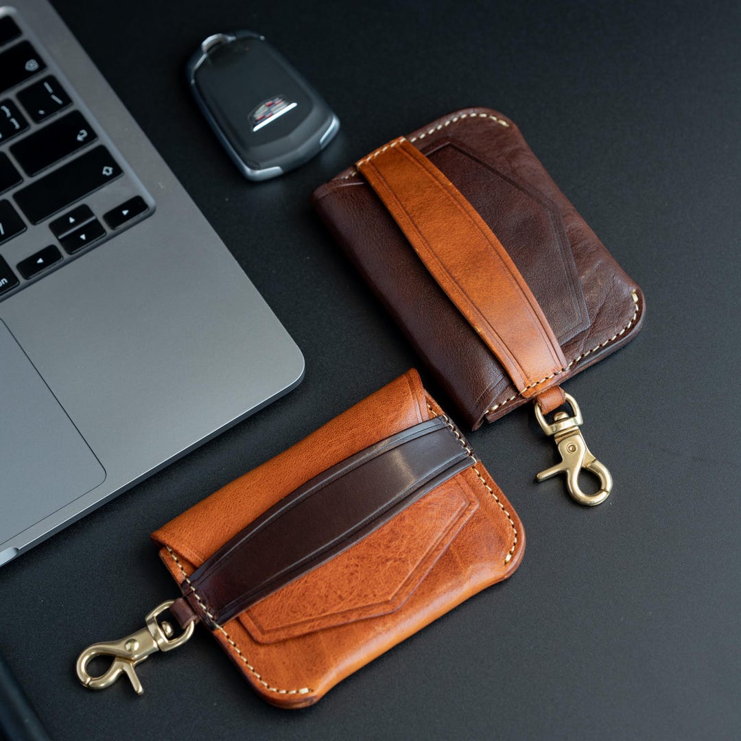 Handmade Leather Coin Pouch: Vintage Tuscan Leather Keychain Wallet - Etsy
