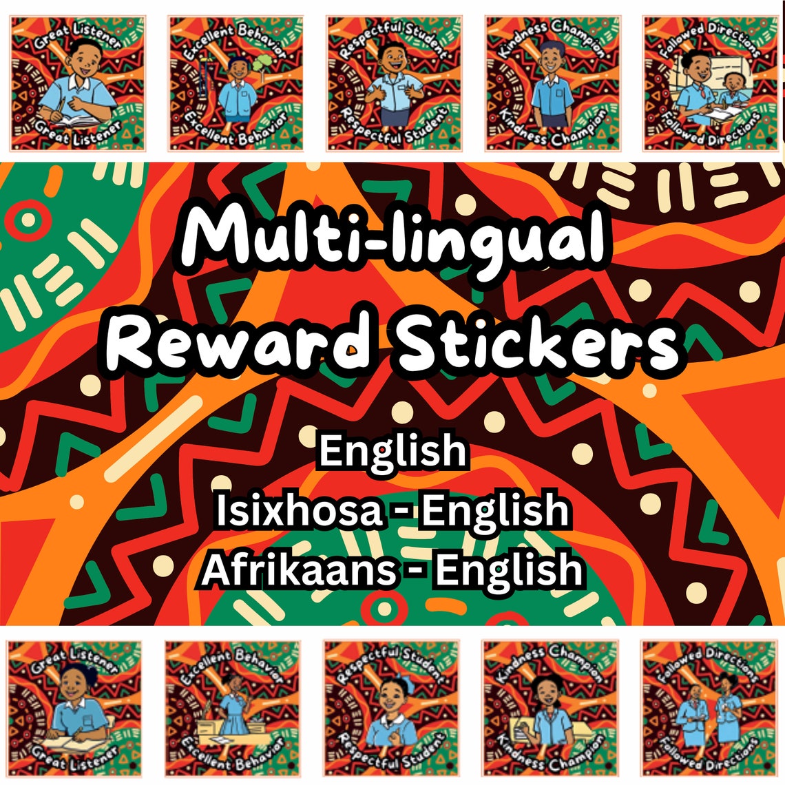Behaviour Reward Sticker Design, Multilanguage African Representation ...