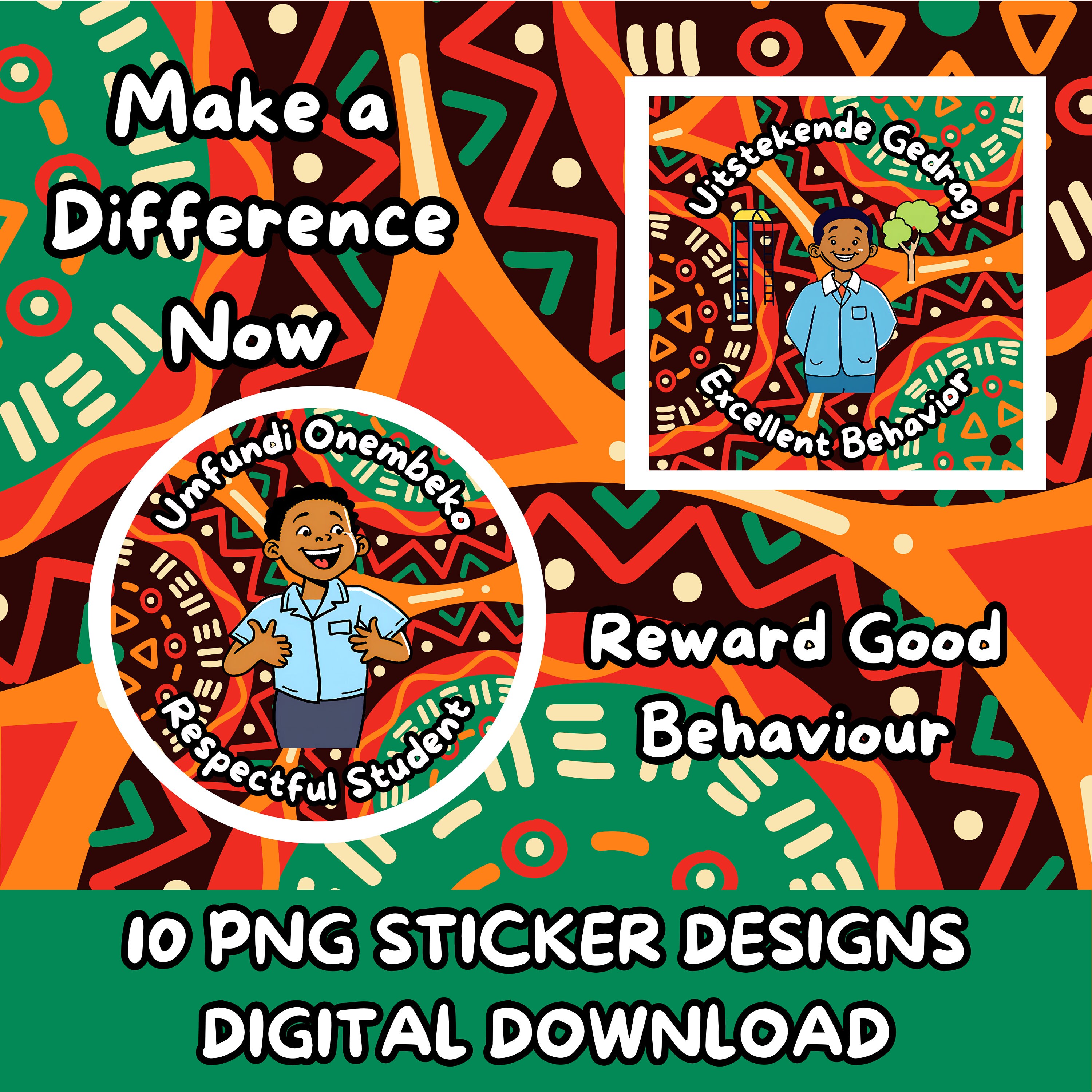 Behaviour Reward Sticker Design, Multilanguage African Representation ...