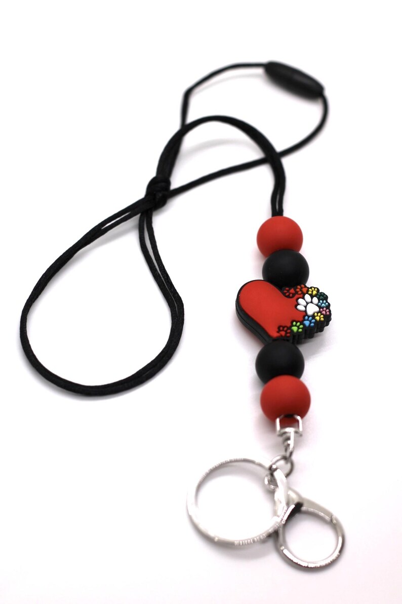 Dog Paw Heart Lanyard - Etsy