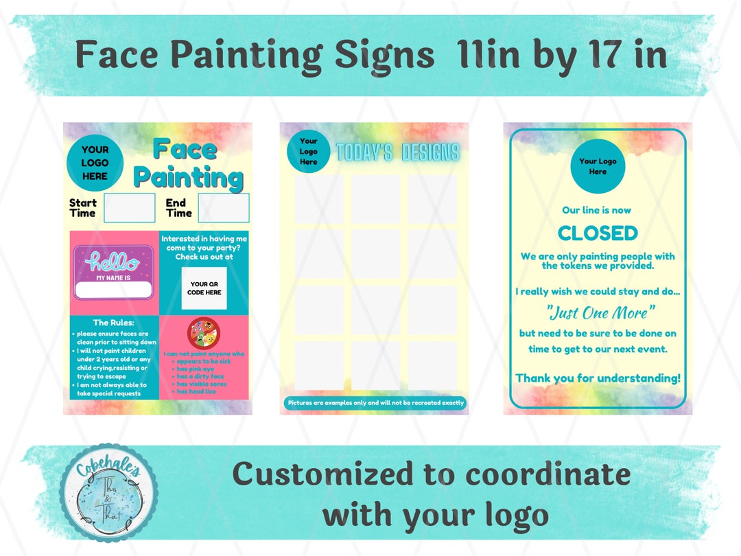 Customizable Face Painting Signage - Etsy