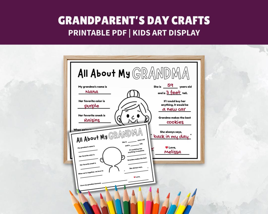 All About My Grandma PDF Grandparents Day Printable Gift From Grandkids ...