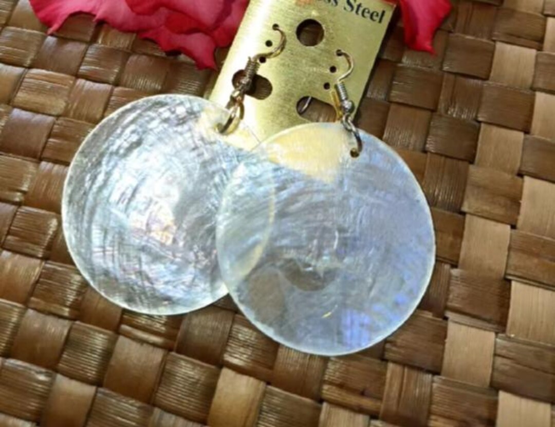 Capiz Shell Earrings From the Philippines (plain) - Etsy