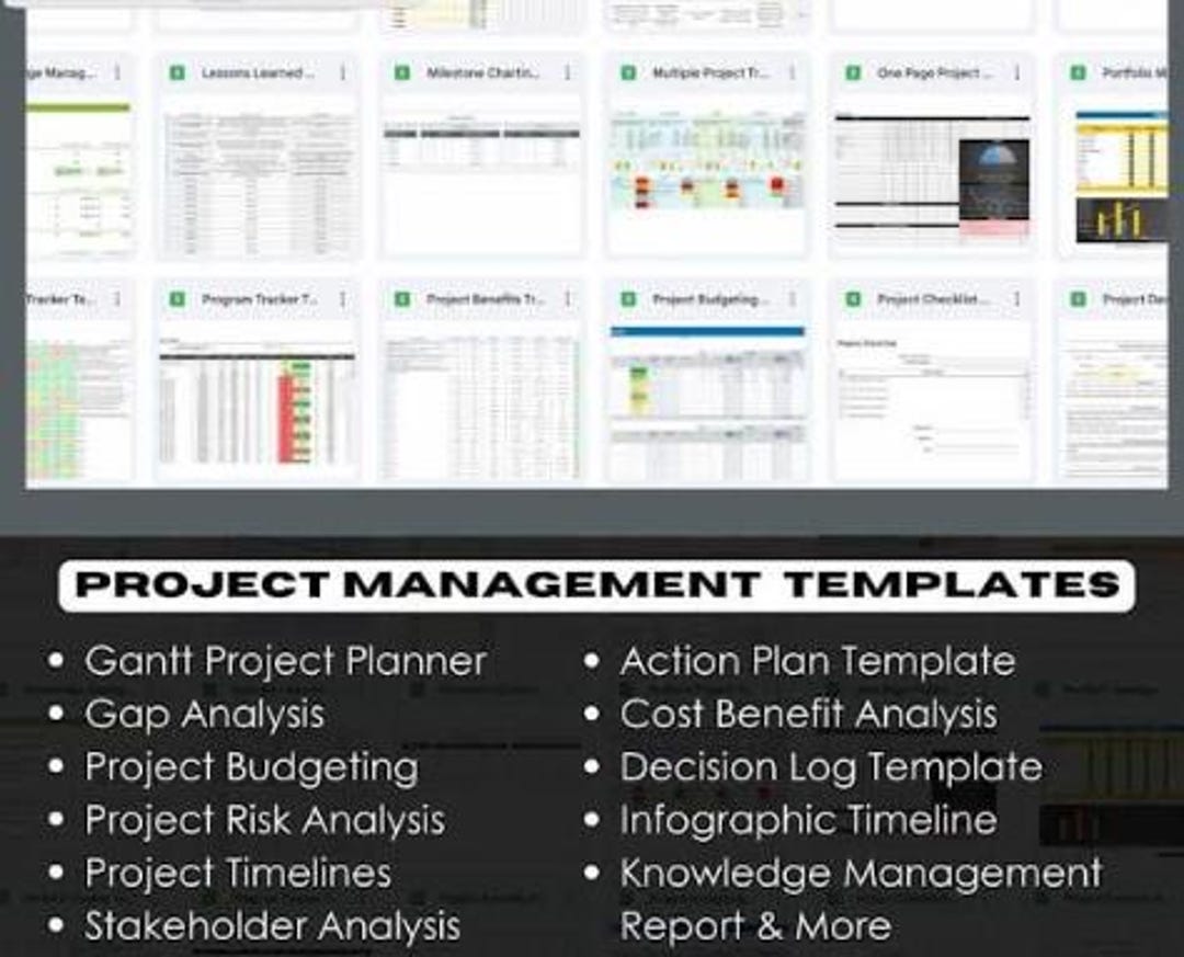 Project Management Excel Templates (instant Download)- Inclusions: 70 ...