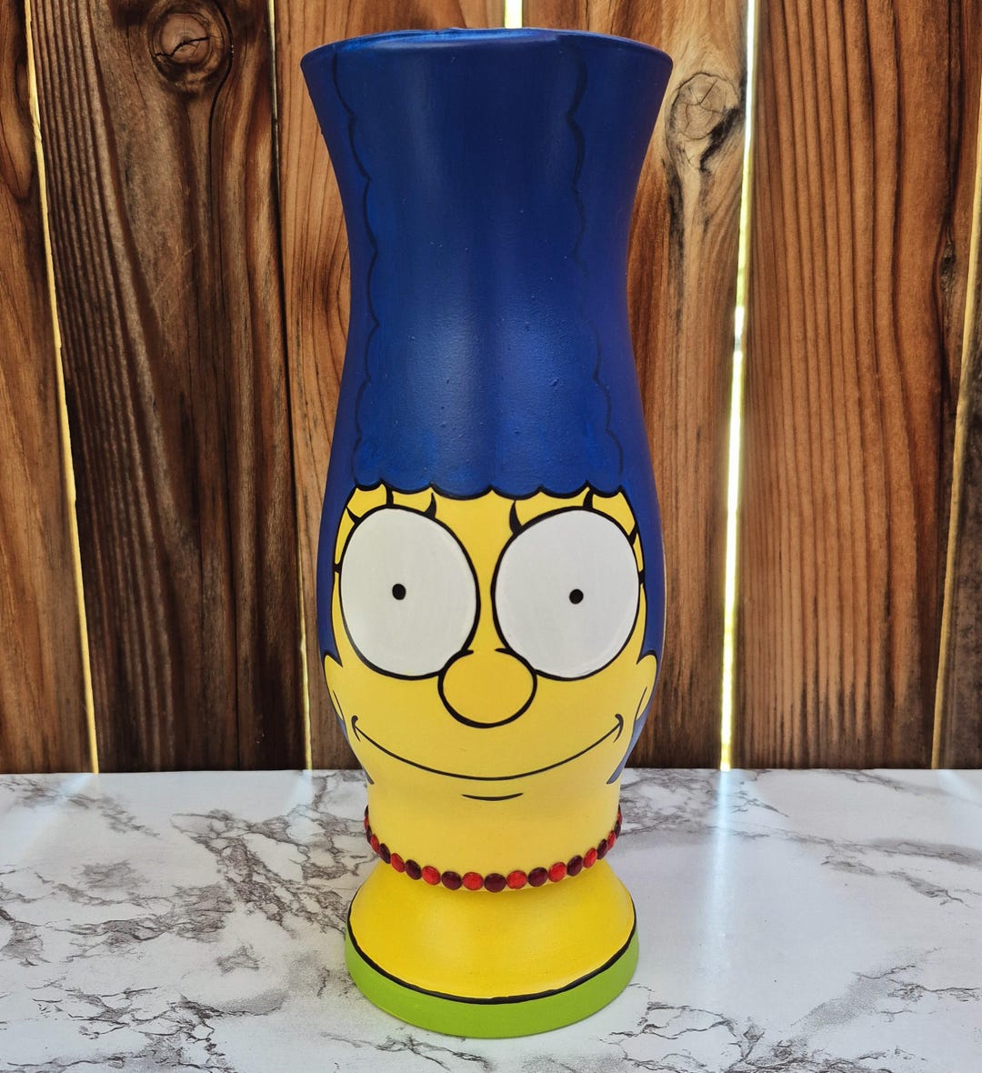 The Simpsons: Marge Simpson Hand-painted Vase - Upcycled Glass Art ...