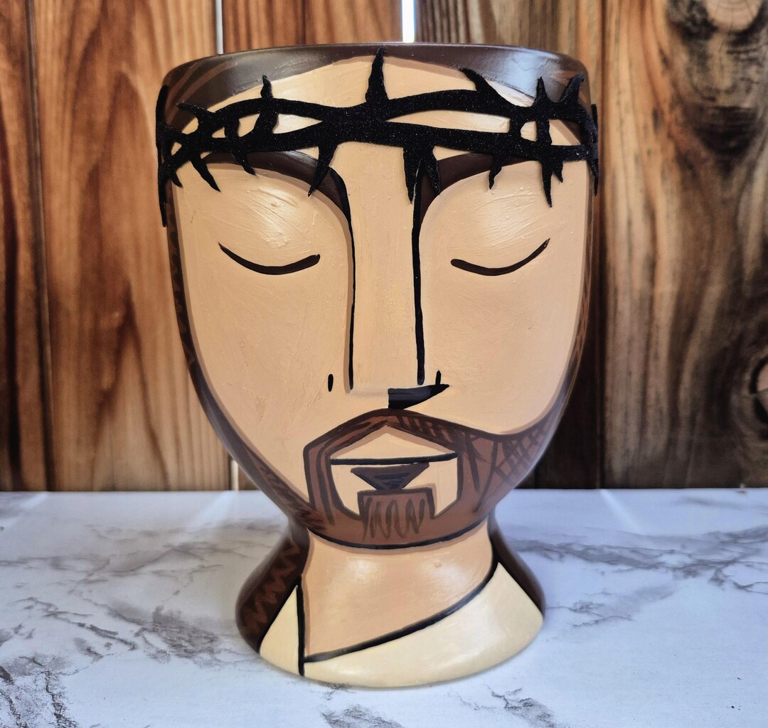 Jesus Ceramic Head Planter - Hand-painted Pottery - Christian Decor - Etsy