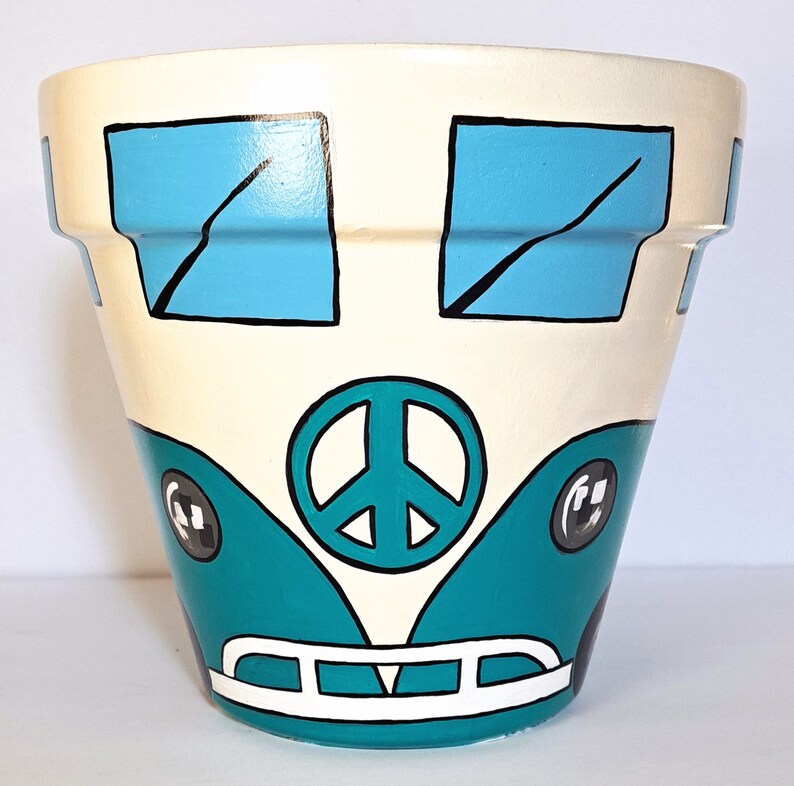 Volkswagen Planter VW Bus Pot, Hand-painted 8 Terracotta Planter Indoor ...