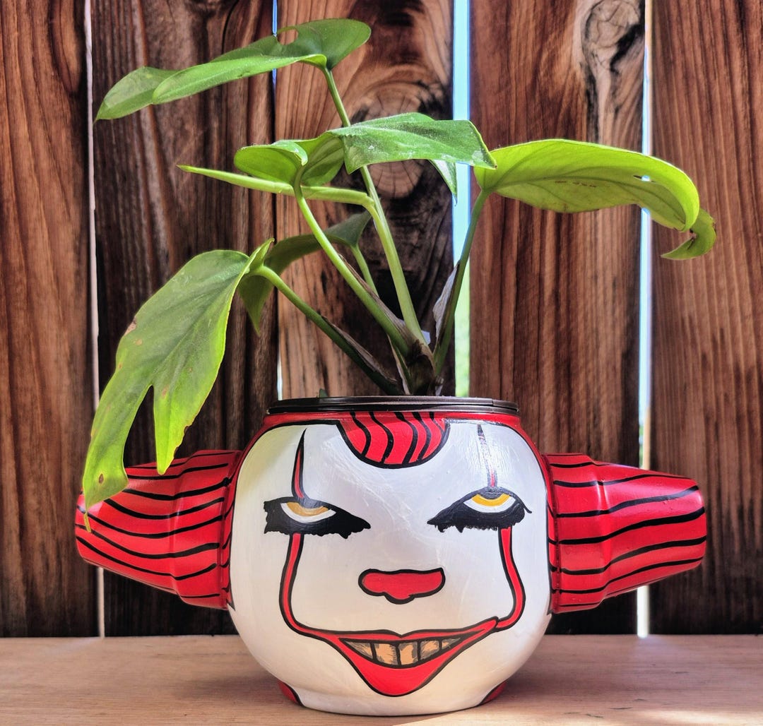Pennywise Upcycled Pot - Horror Themed Art - Hand-painted Planter ...