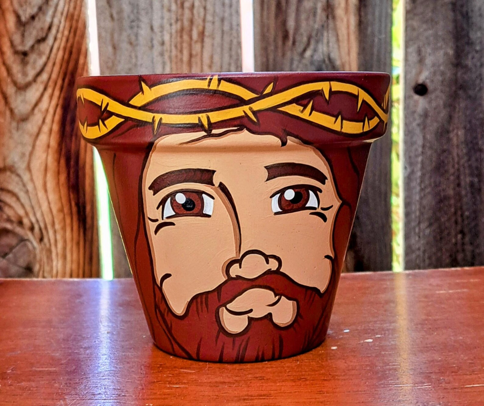 Jesus - Jesus Planter - Jesus Pot - Jesus With Crown Pot - Hand-painted ...