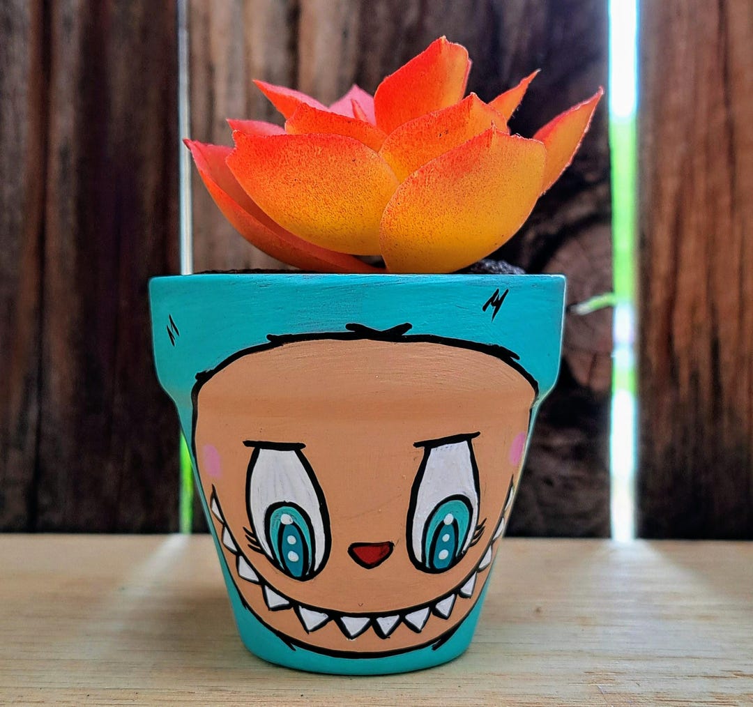 Labubu - Vaso Labubu - Vaso Labubu - Vaso de terracota pintado à mão de ...