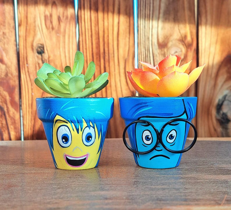 Inside Out Planters: Joy & Sadness Mini Pots - 2 Inch Pottery - Etsy