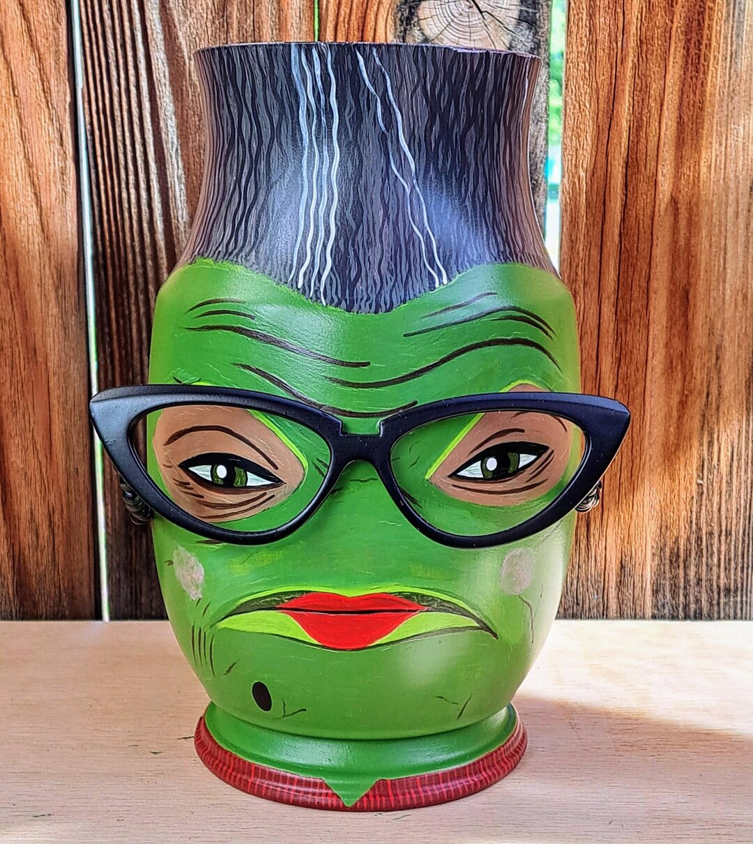 Monster's Inc.: Hand-painted Roz Vase - Upcycled Glass, Office Decor - Etsy