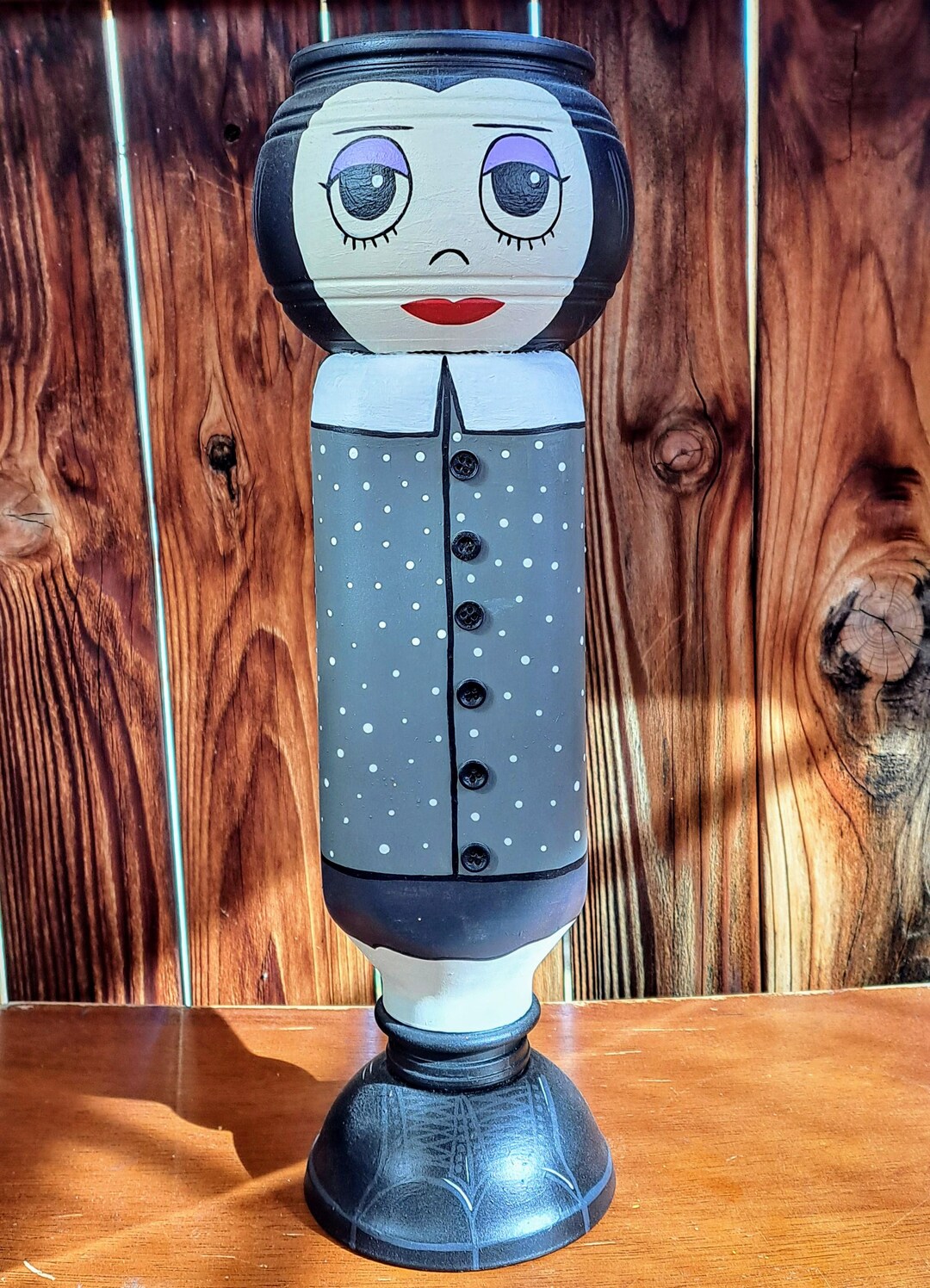 Hand-painted Wednesday Addams Glass Planter: Gothic Home Decor - Etsy