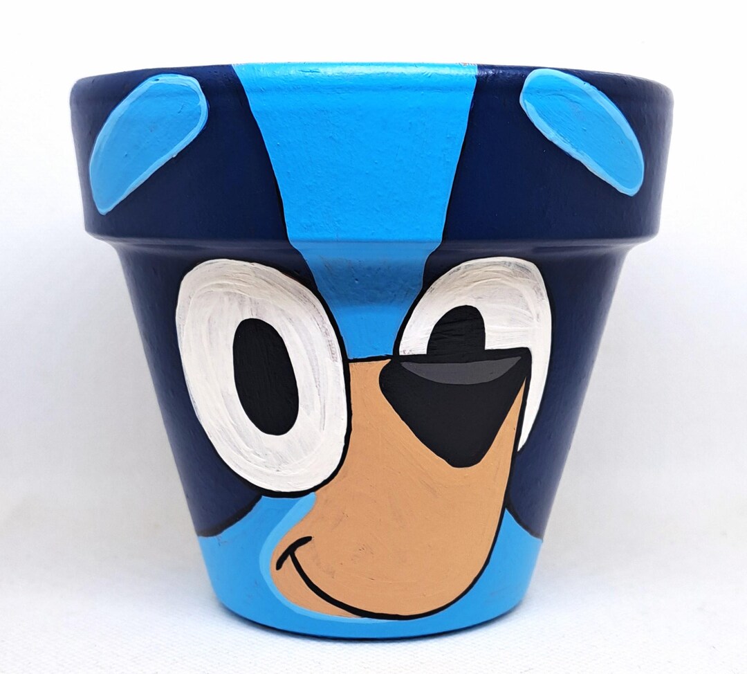 Bluey Bluey Planter Hand-painted 4 Terracotta Character Planter Flower ...