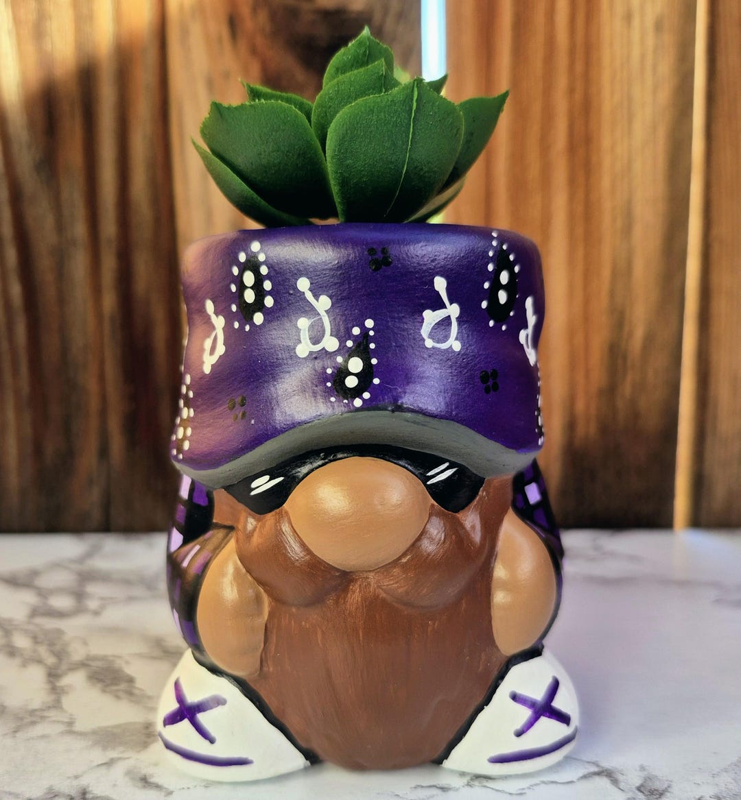 Purple Cholo Gnome Planter - Hand-painted Ceramics - Whimsical Gnome ...