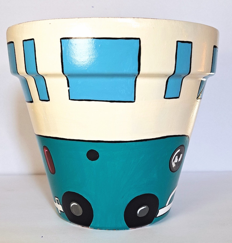 Volkswagen Planter VW Bus Pot, Hand-painted 8 Terracotta Planter Indoor ...