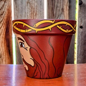 Jesus - Jesus Planter - Jesus Pot - Jesus With Crown Pot - Hand-painted ...