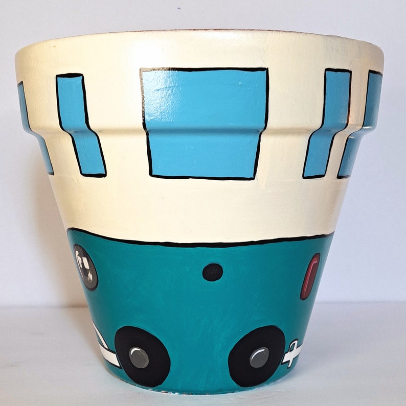 Volkswagen Planter VW Bus Pot, Hand-painted 8 Terracotta Planter Indoor ...