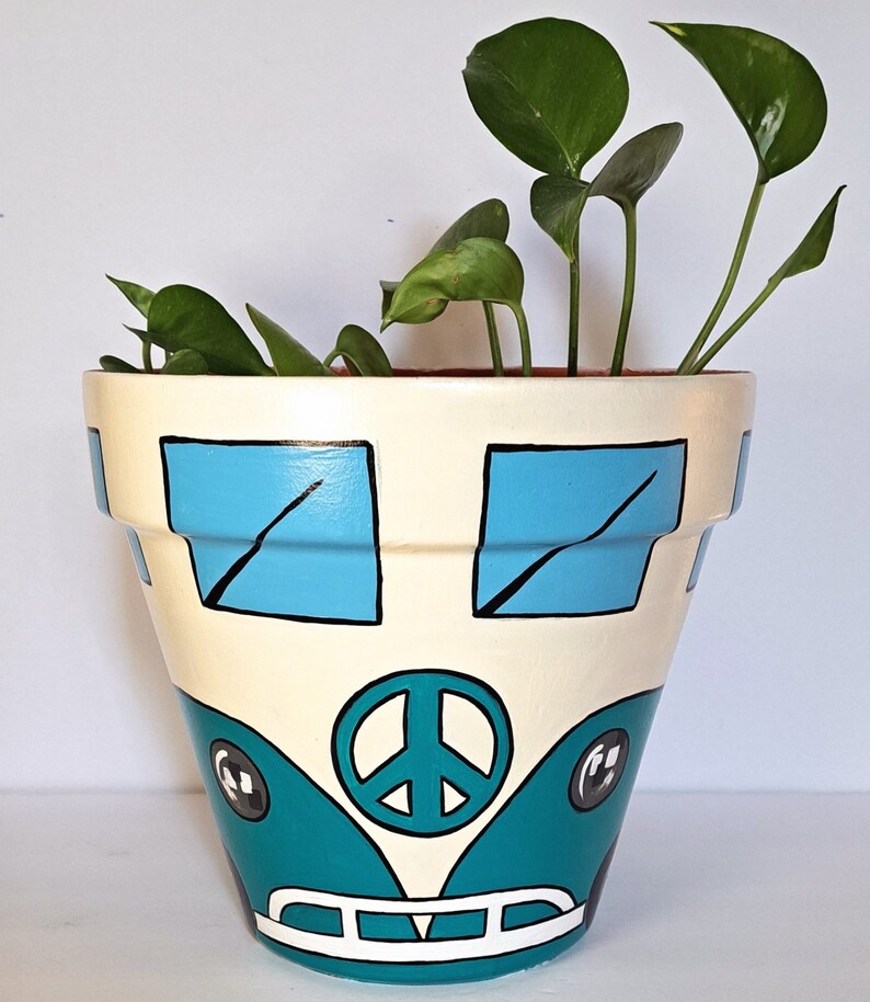 Volkswagen Planter VW Bus Pot, Hand-painted 8 Terracotta Planter Indoor ...