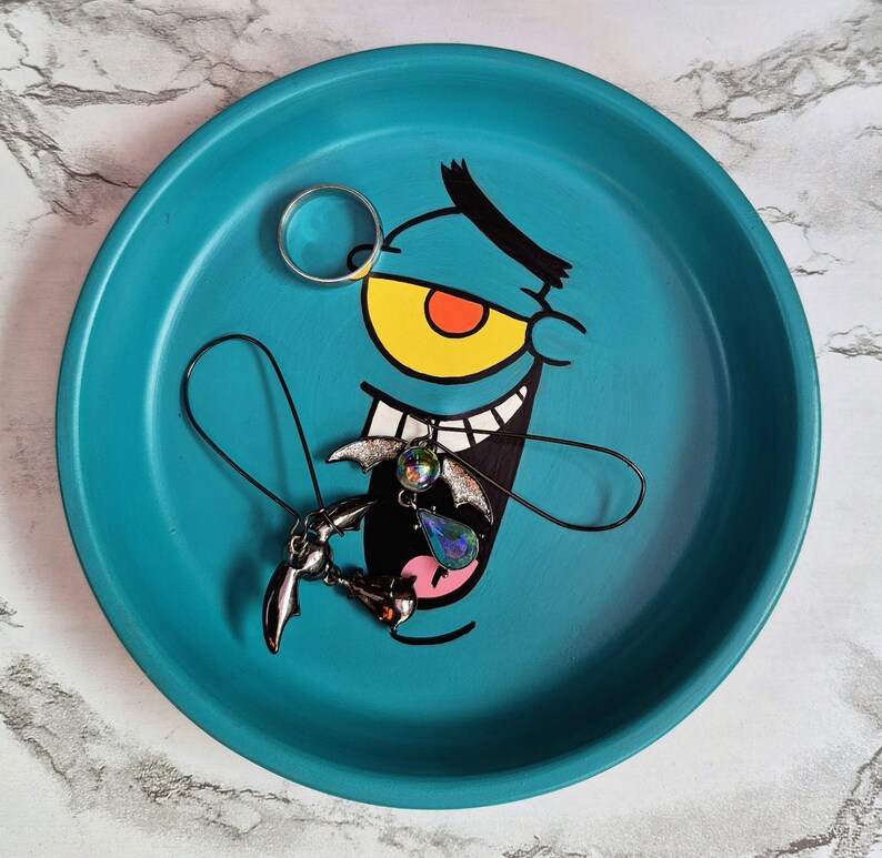 Spongebob: Plankton Trinket Dish - Hand-painted Saucer - Jewelry Bowl ...