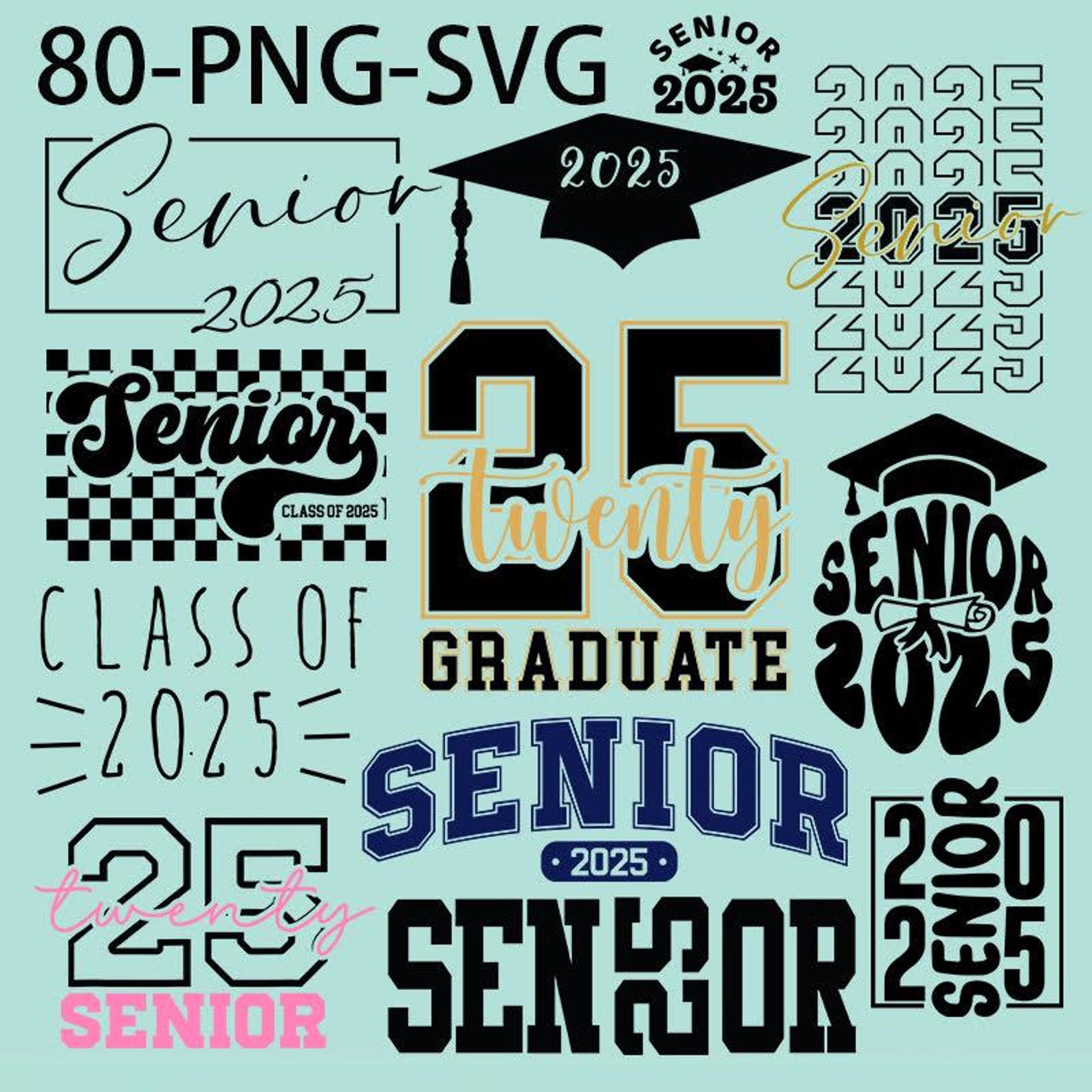 2025 Graduation Cap PNG & senior SVG Designs Ideal for Customizing Cups ...