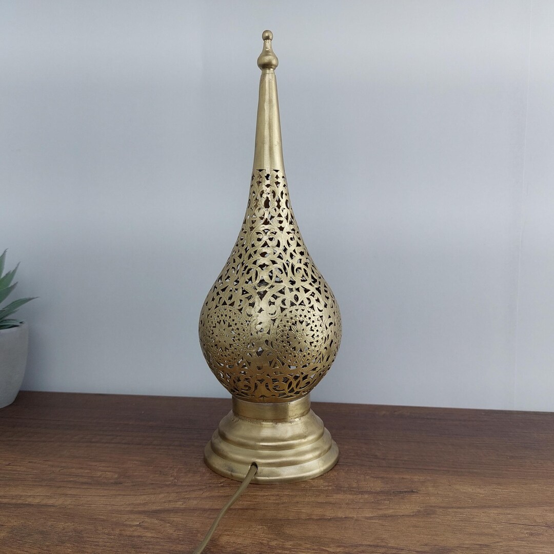 Handmade Moroccan Brass Table Lamp: Small Accent Light - Etsy