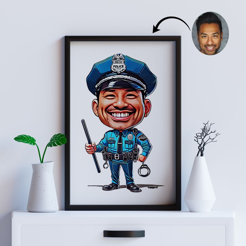 Customizable Police Officer Cartoon Portrait Personalized Caricature ...