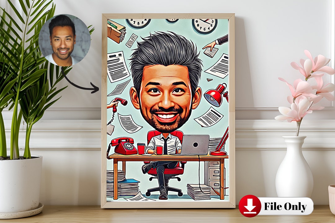 Boss Cartoon Custom Drawing Portrait - Funny Gift for Male, Unique Gift ...