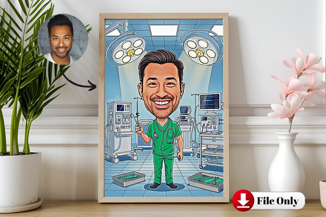 Custom Heart Surgery Doctor Caricature | Personalized Doctor Cartoon ...