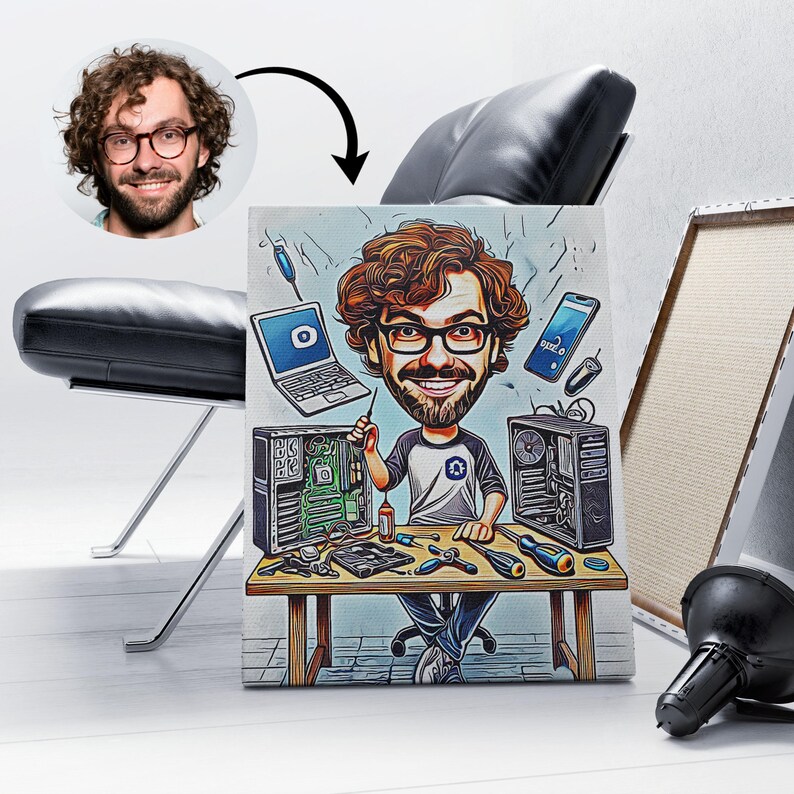 Custom Engineer Cartoon From Photo - Funny Mechanical Engineering Gift ...