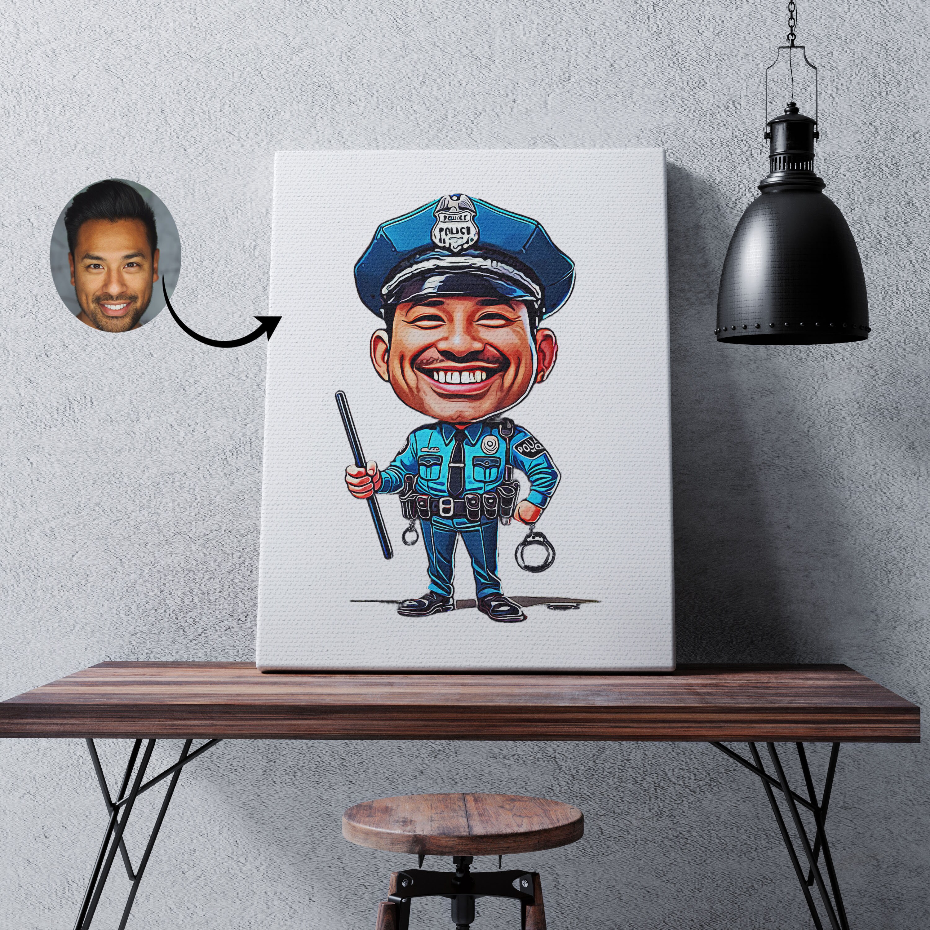 Customizable Police Officer Cartoon Portrait Personalized Caricature ...