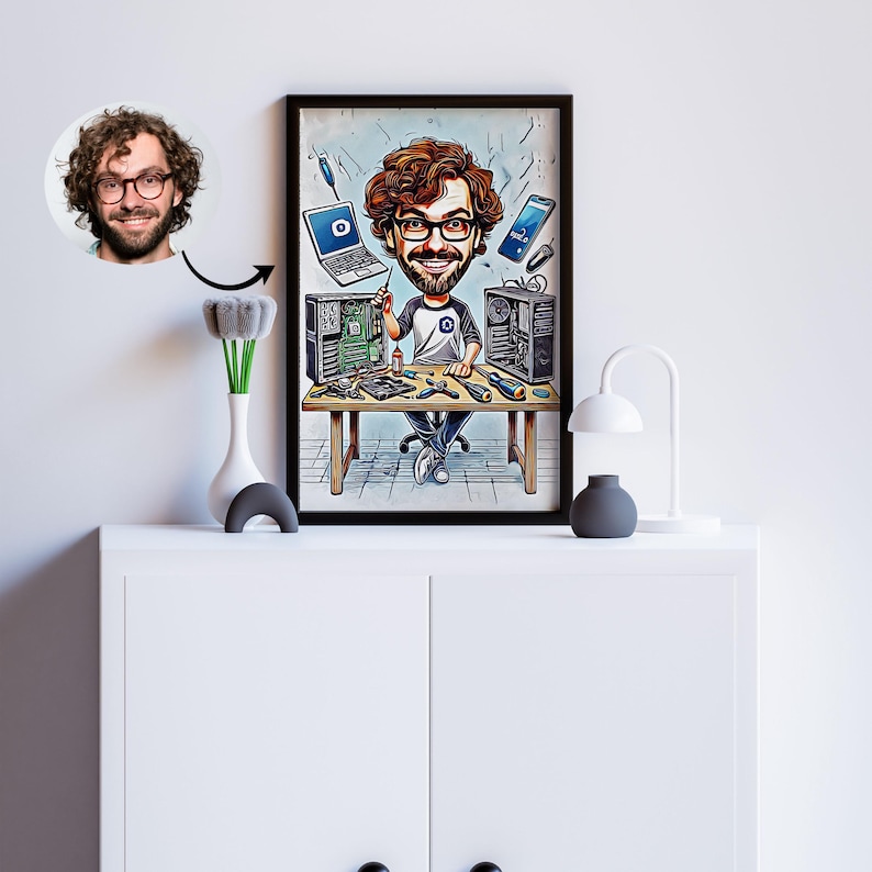 Custom Engineer Cartoon From Photo - Funny Mechanical Engineering Gift ...