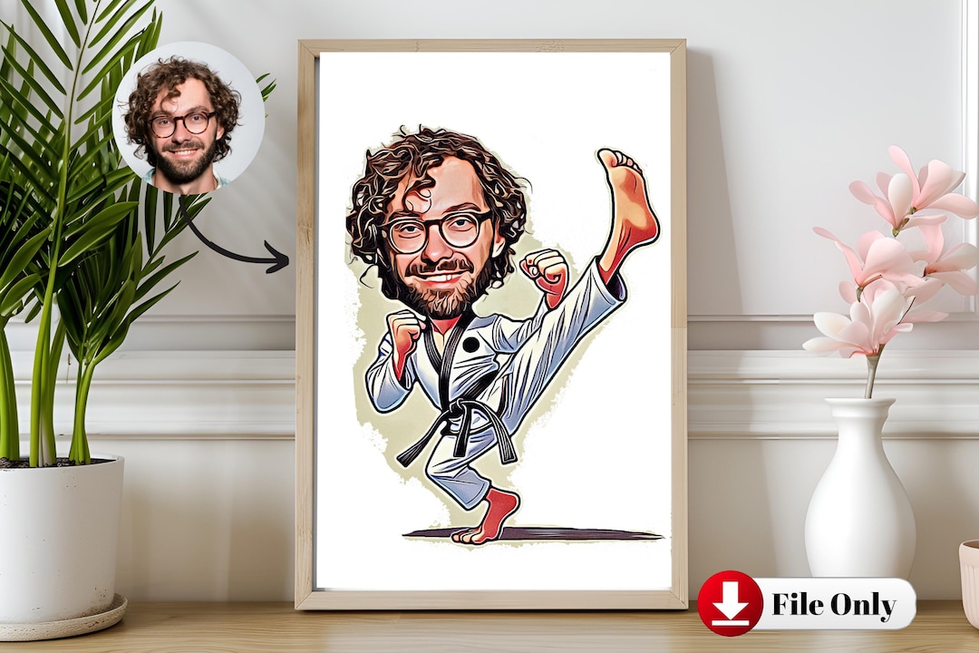 Personalized Karate Cartoon – Custom Caricature Martial Arts Portrait ...