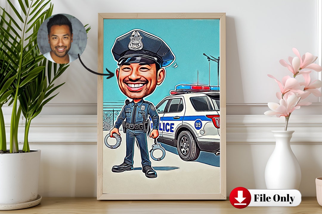 Personalized Police Officer Cartoon | Custom Caricature Gift From Photo ...