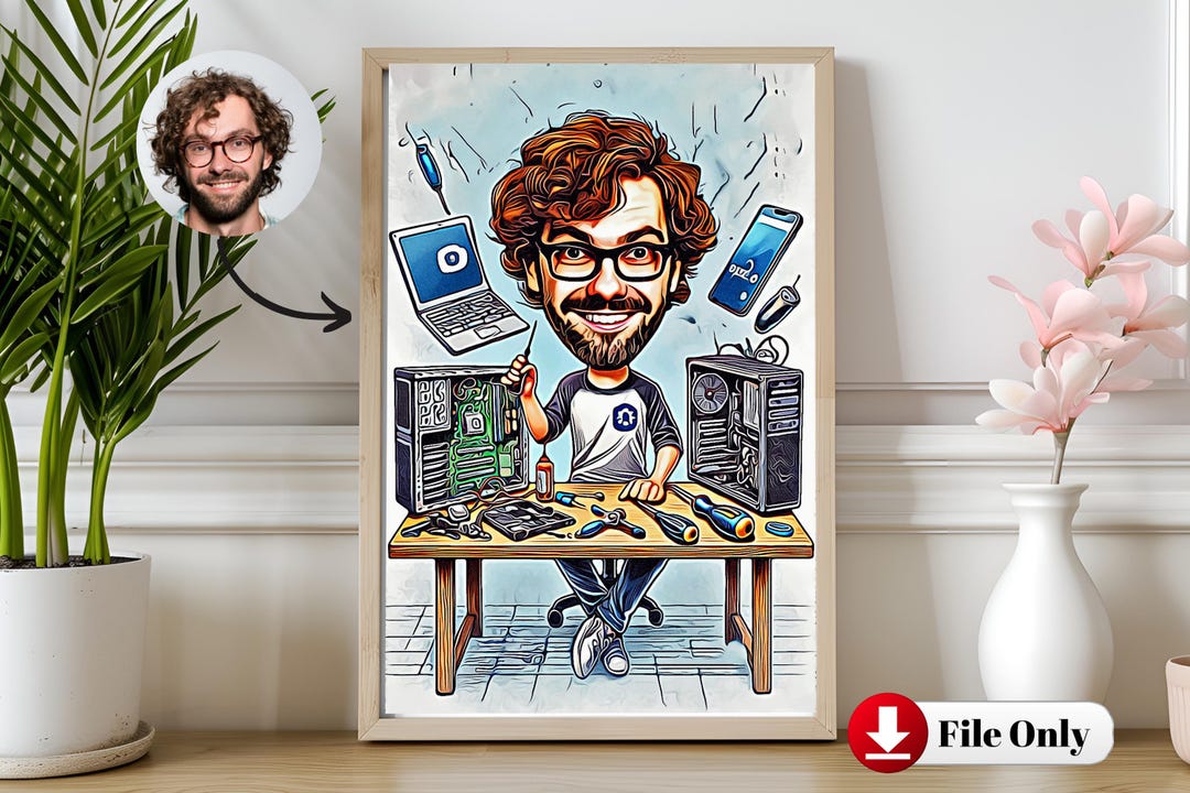 Custom Engineer Cartoon From Photo - Funny Mechanical Engineering Gift ...