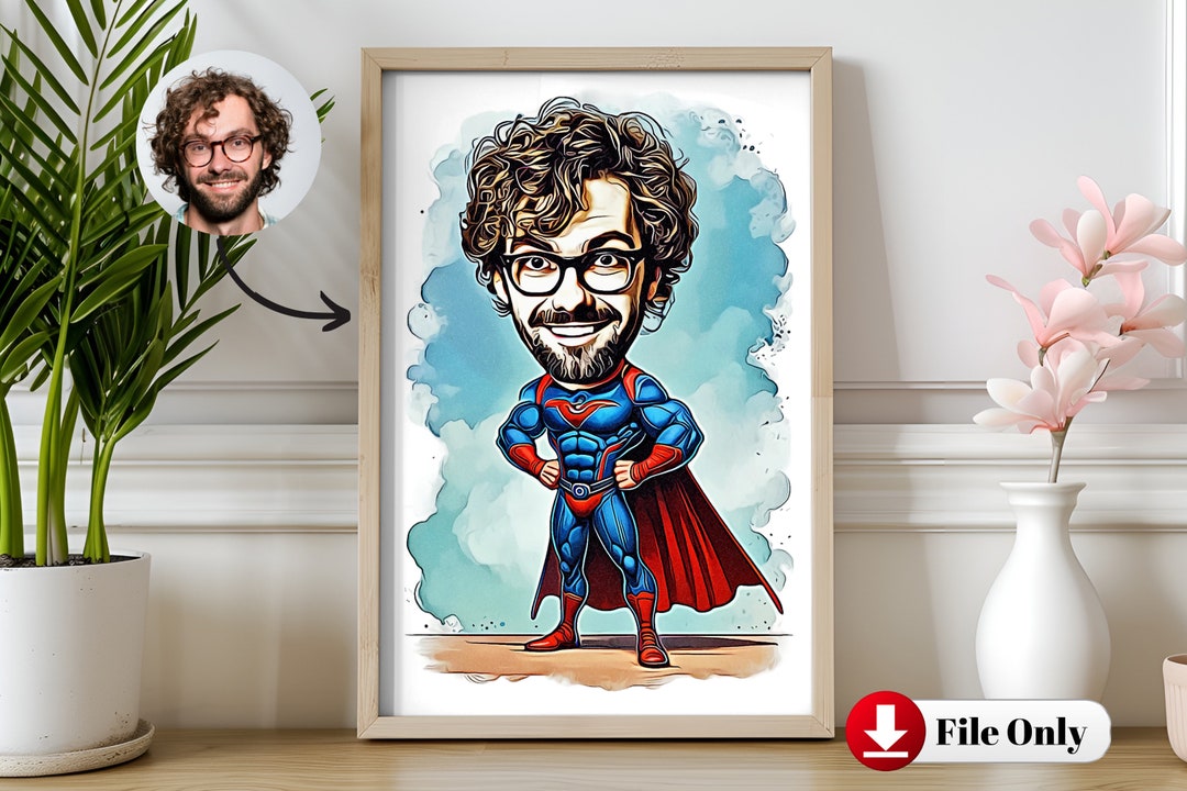 Superhero Cartoon Caricature | Custom Cartoon Drawing From Photo ...