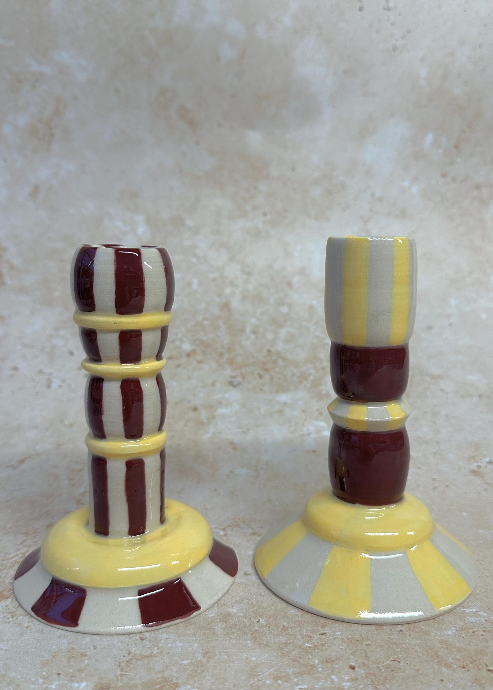 Handmade Striped Ceramic Candlestick Holders - Bold & Playful Design - Etsy