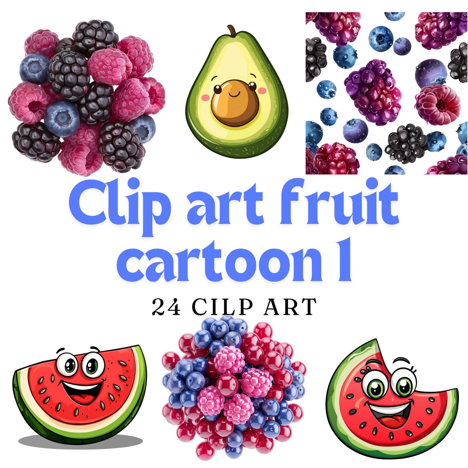 24 PNG Fruits Clipart Bundle Cute Fruits Clipart Bundle Cute Burry ...