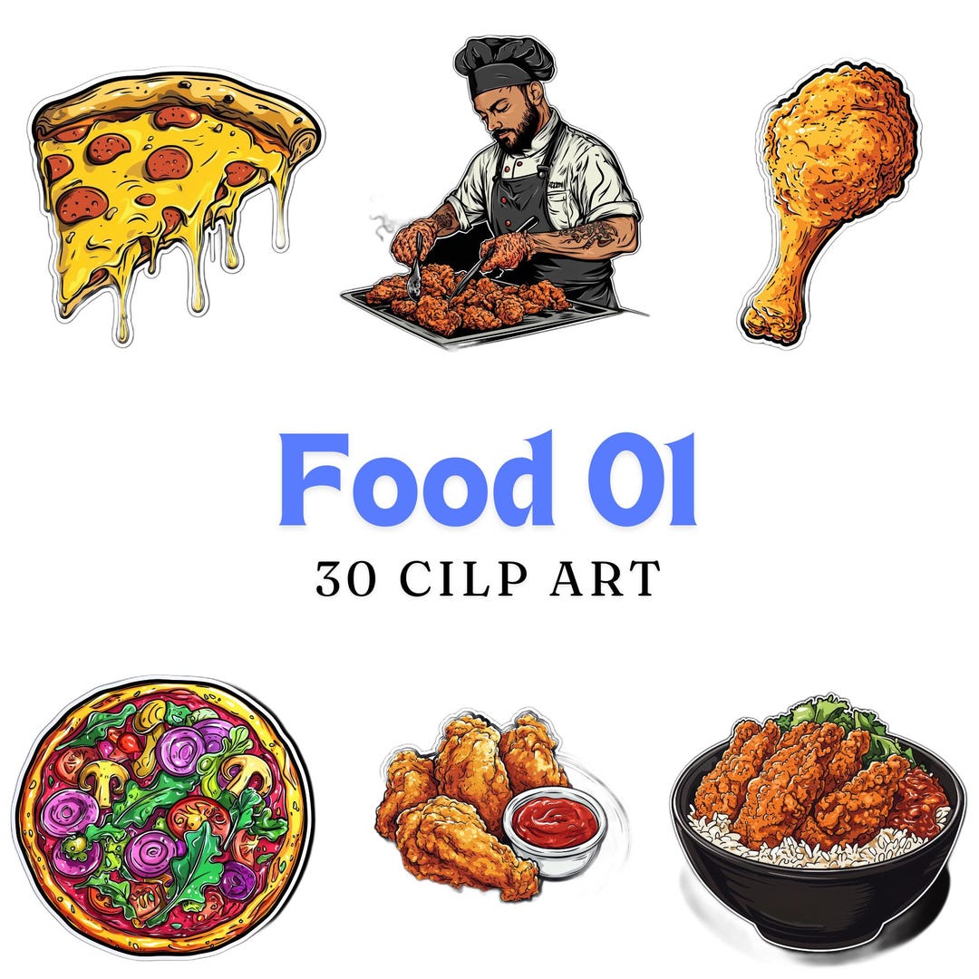 30 PNG Food Style Clipart Bundle Food Clipart Bundle Clipart Bundle - Etsy