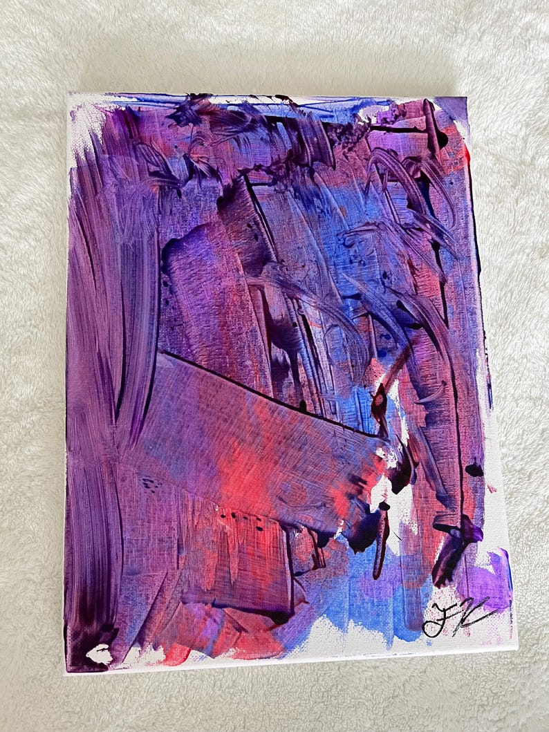 Red, Purple and Blue Abstract Acrylic Painting - Etsy