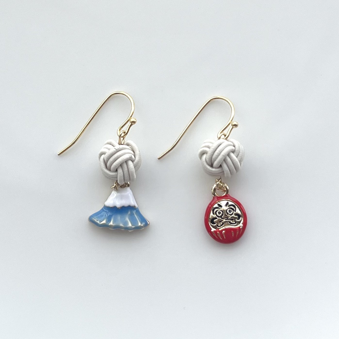 Japanese Handmade Accessories fuji and Daruma Charm Pierced Earrings - Etsy