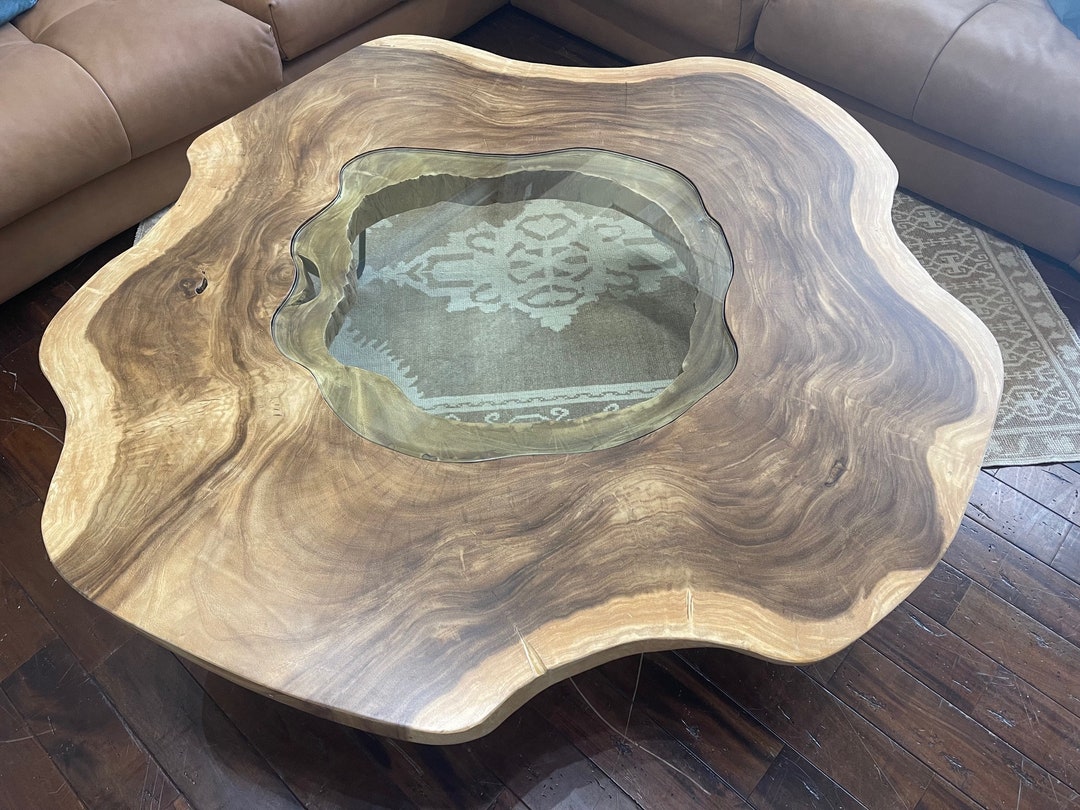 One of a Kind Monkey Pod Wood Coffee Table Teak Style Cocktail Table W ...