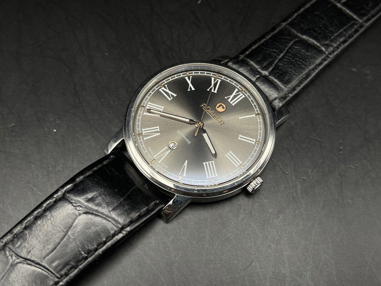 NOS Roamer Sapphire Quartz Gents Watch, Swiss Made, Date - Etsy