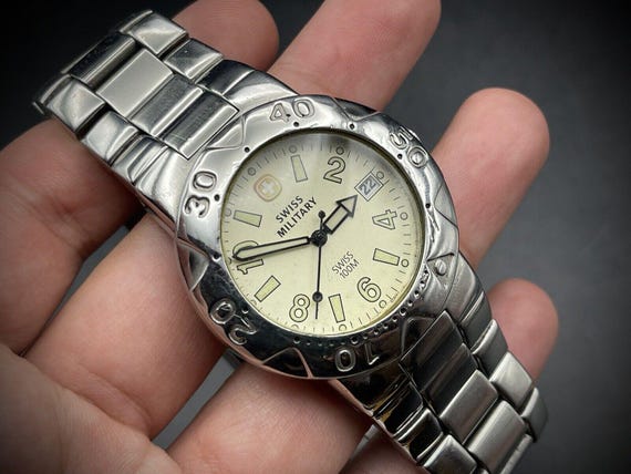Vintage Swiss Military 100m Quartz Gents Watch, Gift … - Gem