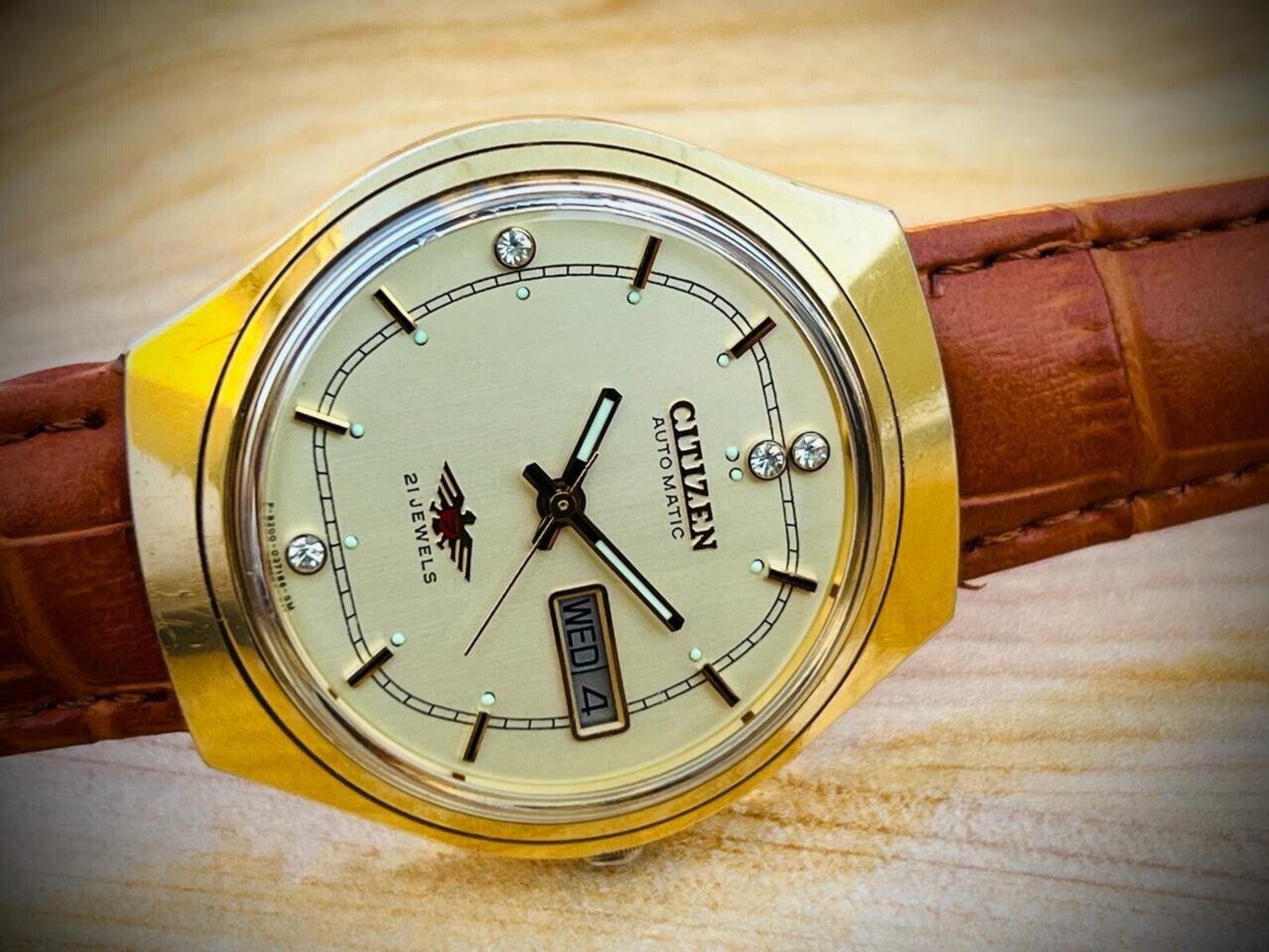 Vintage Citizen Stunning Diamond Dial Automatic Mens Watch 37mm Perfect ...
