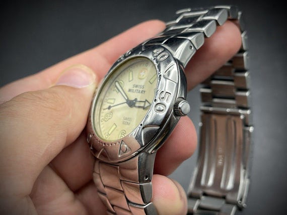 Vintage Swiss Military 100m Quartz Gents Watch, Gift … - Gem