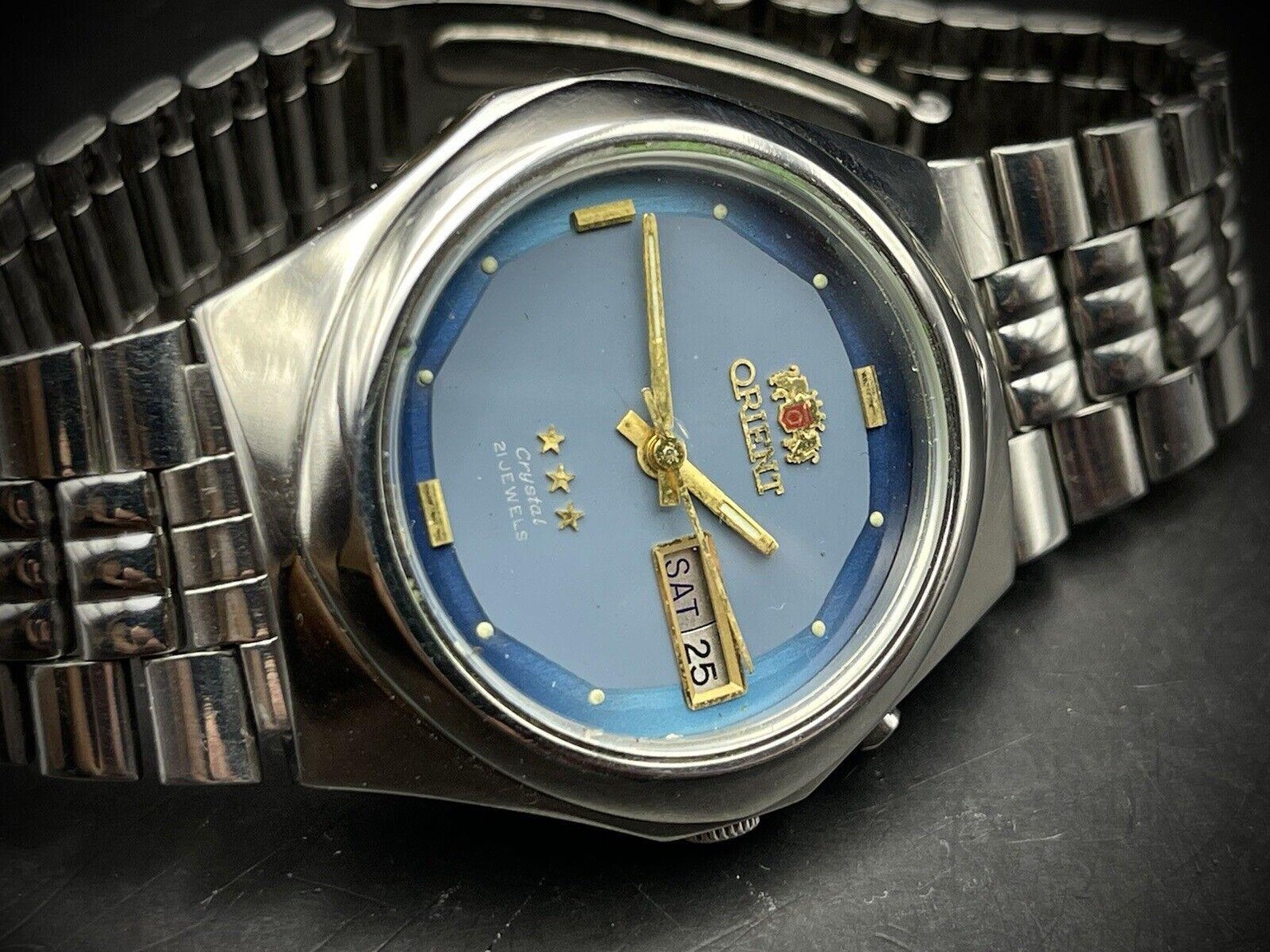 Vintage Orient 3 Star Blue Dial 35mm Gents Watch, Japan Made, Perfect ...