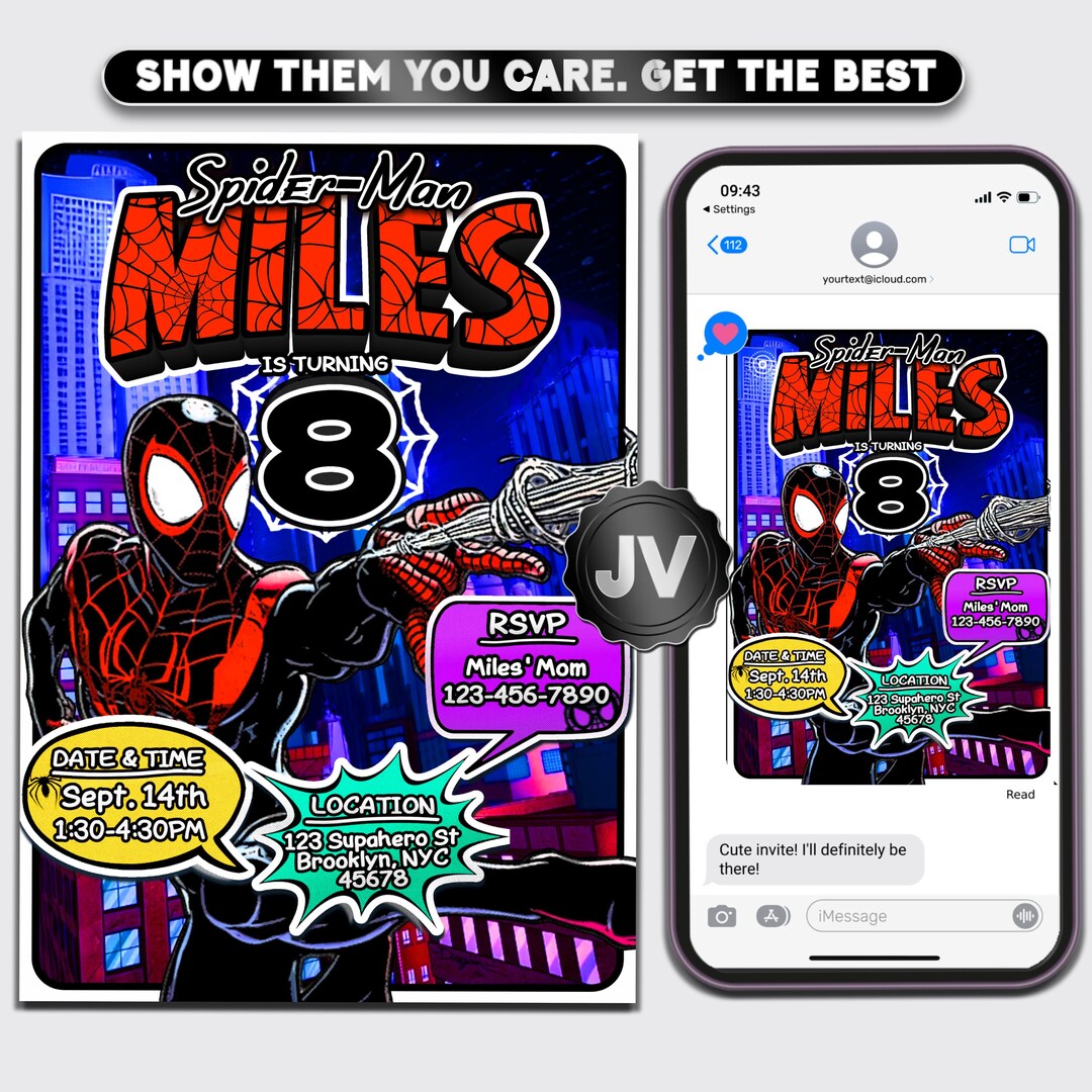 Digital MILES MORALES Birthday Party Invitation, 5x7 Printable ...
